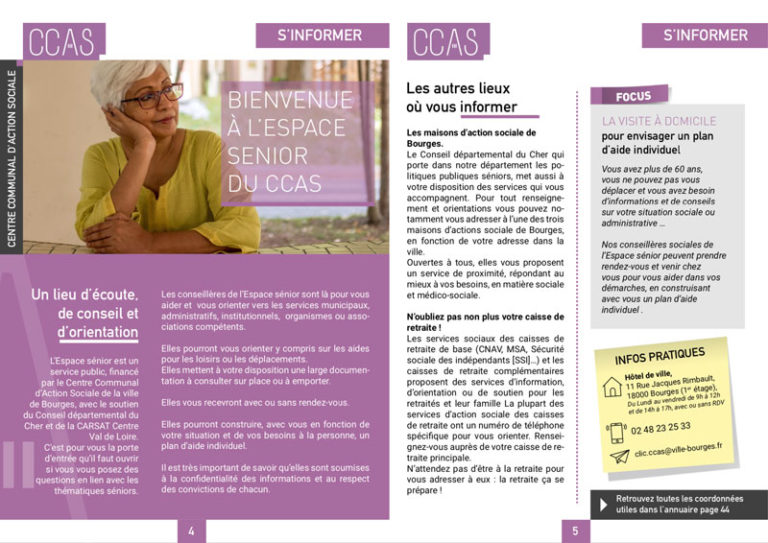 CCAS de Bourges : un nouveau guide pour les séniors - CityZen Com, agence de communication à Bourges